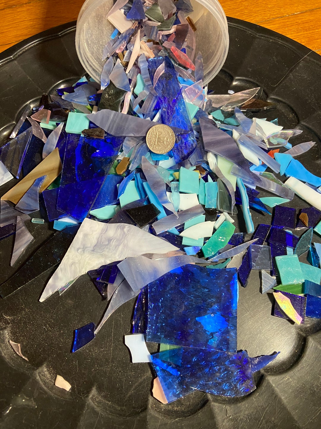 Bits of Blue Glass Shards for Mosaic Art Designing - Etsy