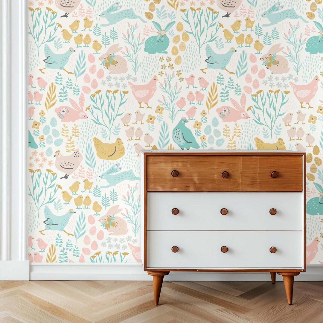 Spring Wallpaper Children's Room Wall Decor Easter Themed Wallpaper ...