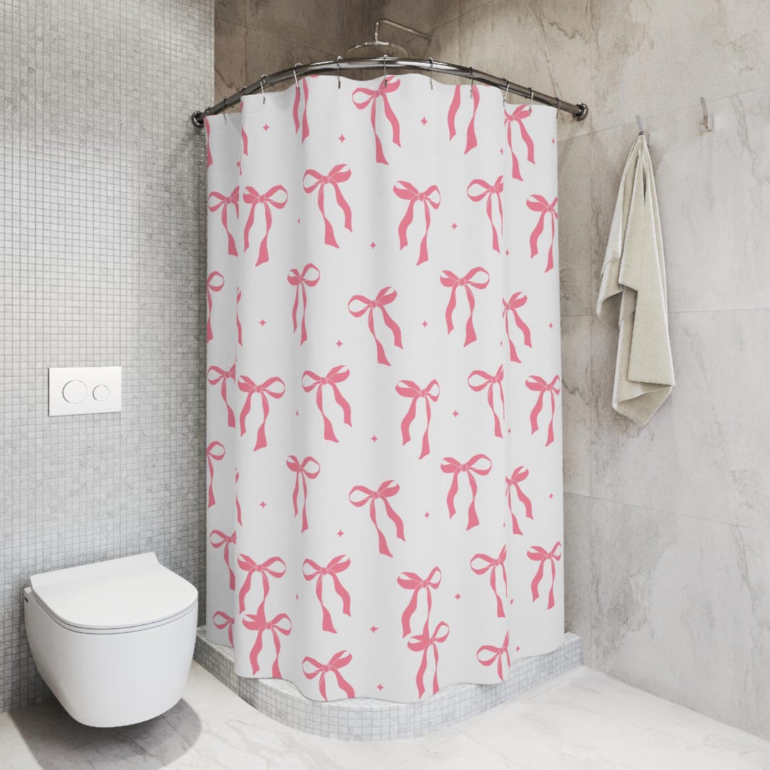 Pink Bow Bathroom Decoration Pastel Pink Bow Shower Curtain Bows Decor ...