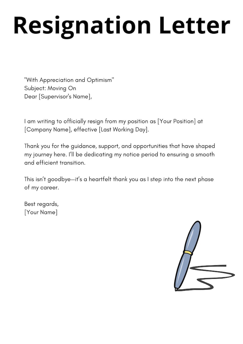 5 Simple Resignation Letter Templates Quick and Easy to Edit - Etsy