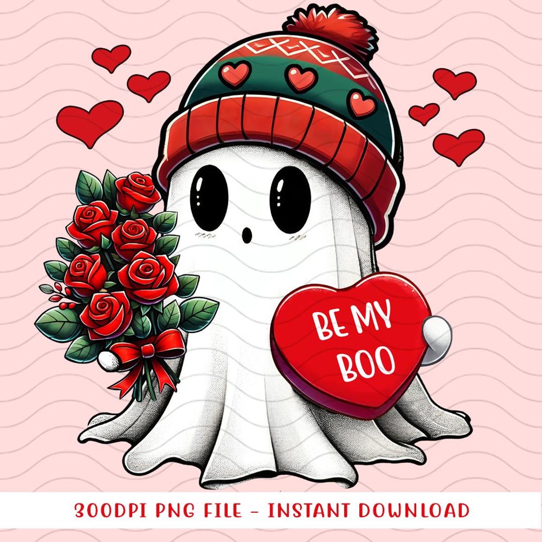 Be My Boo Digital Png File Funny Cute Ghost Valentine Balloon Girl ...