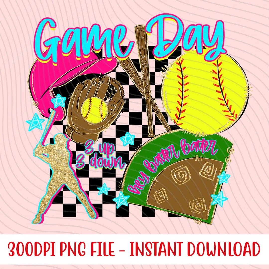 Softball Png, Softball Game Day Png, Softball Checkered Png, Softball ...
