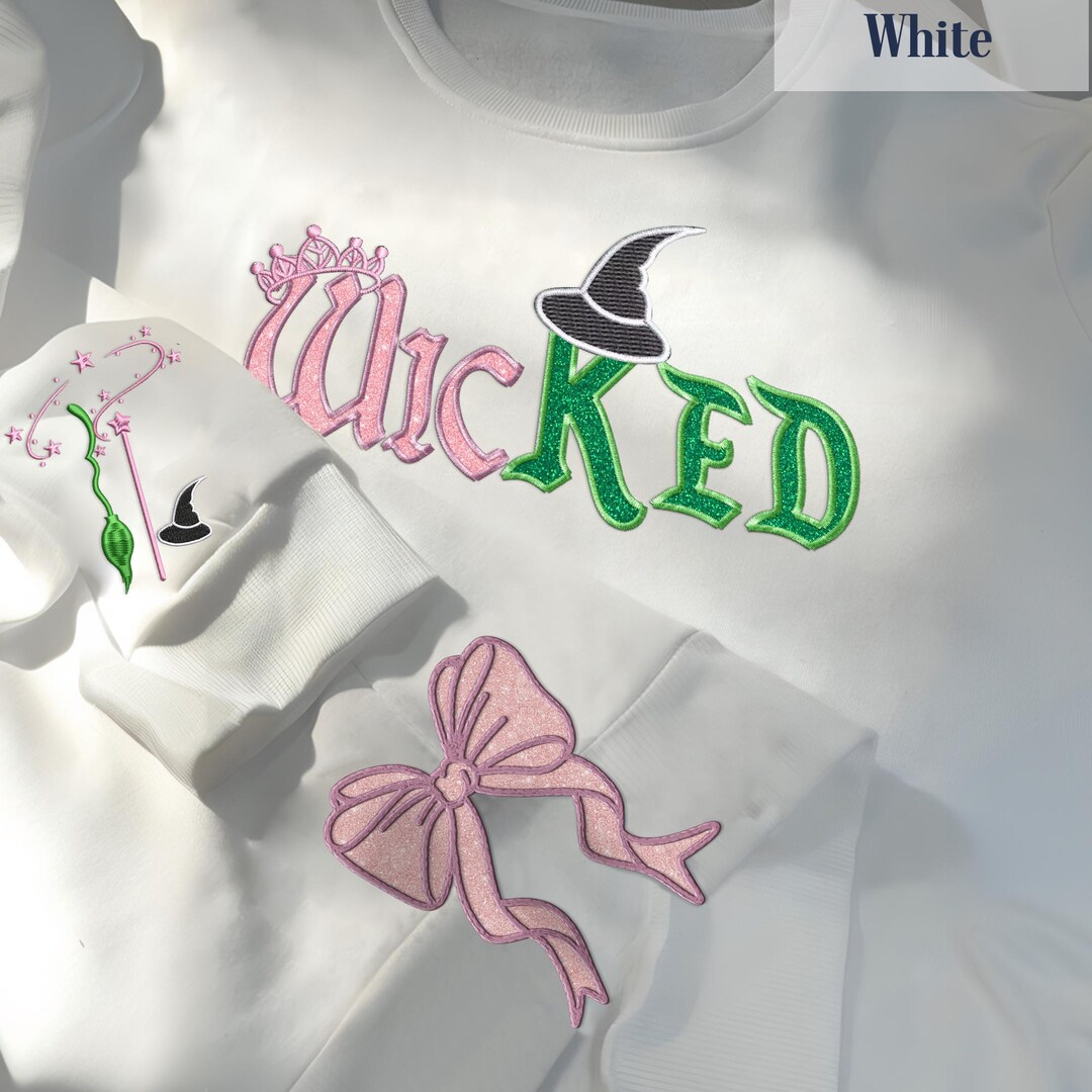 Wicked Glitter Embroidered Side Bow Cut-out Sweatshirt, Elphaba and ...
