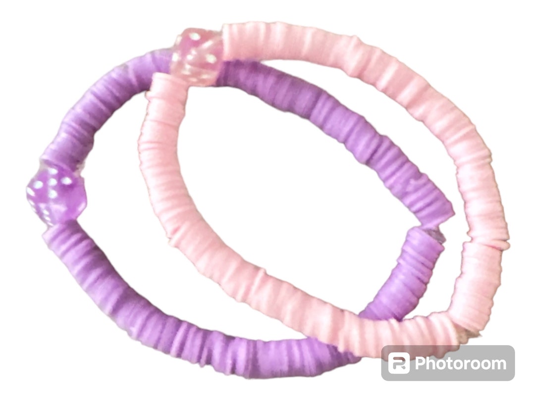 Preppy Dice Pink and Purple Clay Bead Set - Etsy