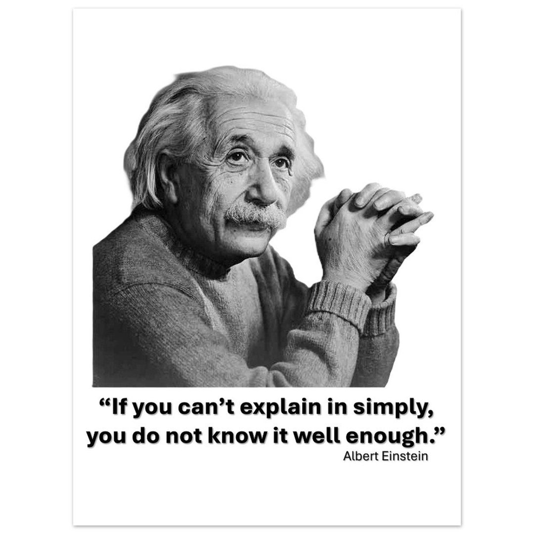 Einstein Quote Poster: "if You Can't Explain It Simply" - Inspirational ...