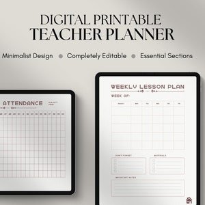 Digital Teacher Planner Simple Digital Planner School Planner Undated ...