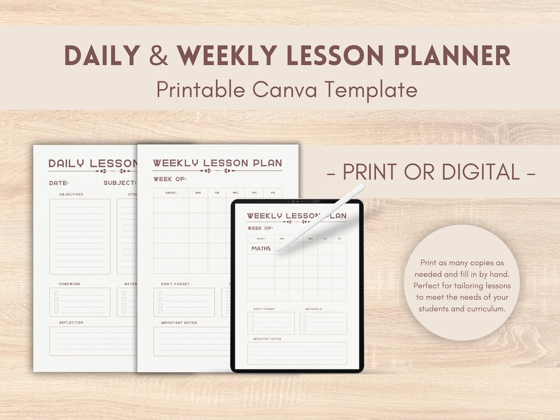 Daily Lesson Planner Weekly Lesson Planner Teacher Planner Daily ...