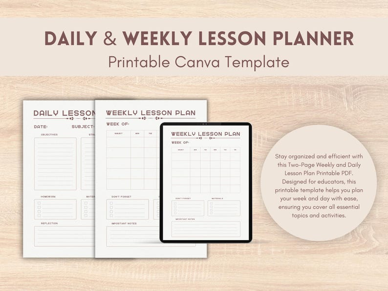 Daily Lesson Planner Weekly Lesson Planner Teacher Planner Daily ...