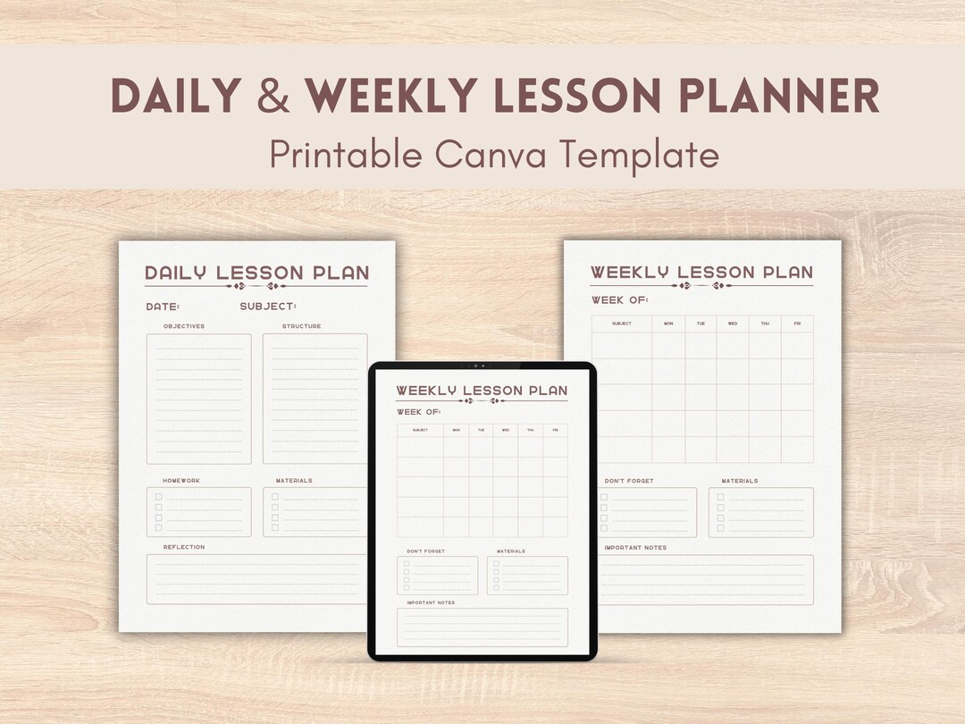 Daily Lesson Planner Weekly Lesson Planner Teacher Planner Daily ...