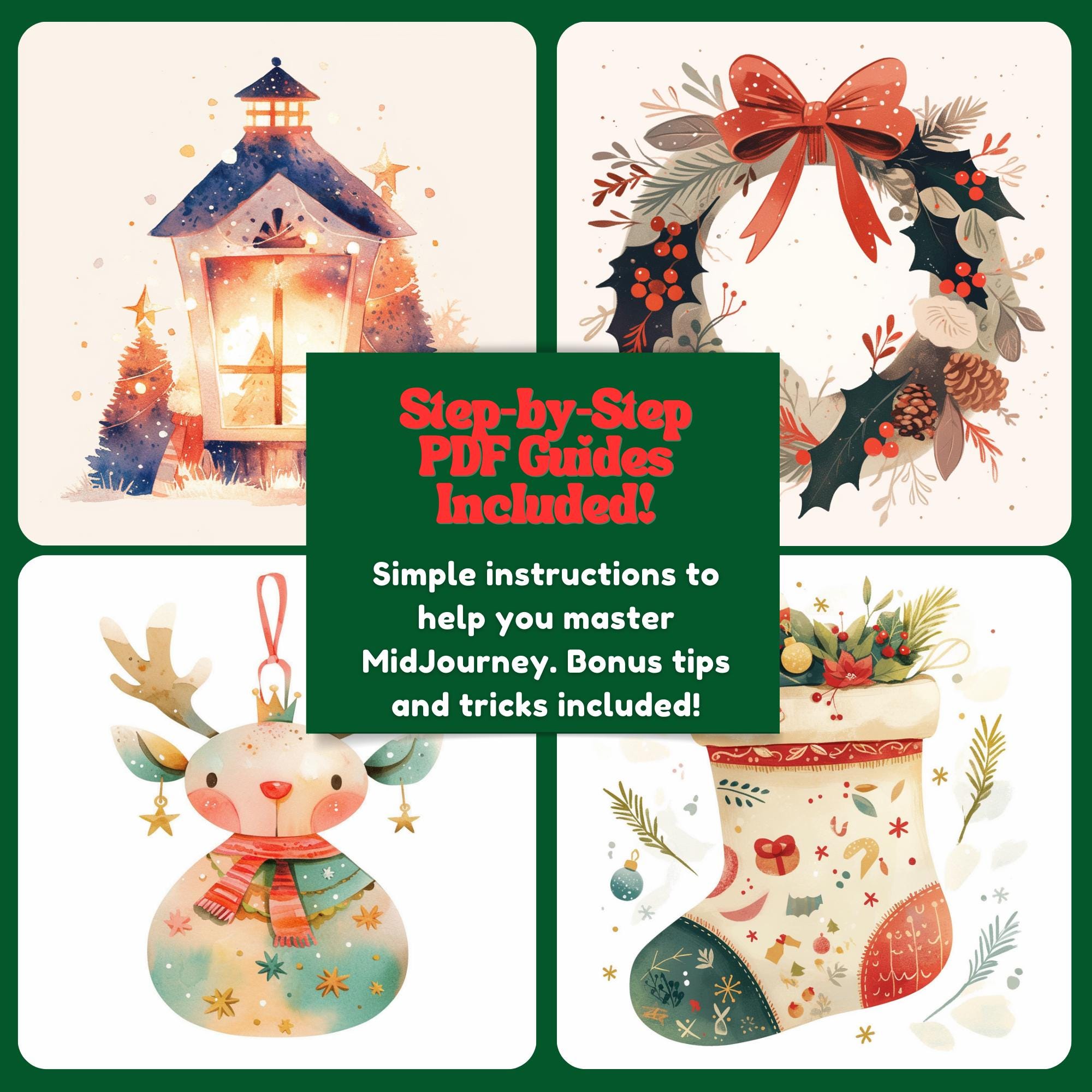 Whimsical Christmas Clipart PNG Images, Festive Holiday AI Art Bundle ...