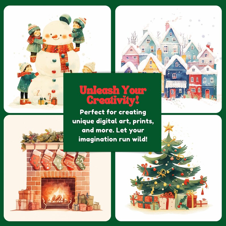 Whimsical Christmas Clipart PNG Images, Festive Holiday AI Art Bundle ...