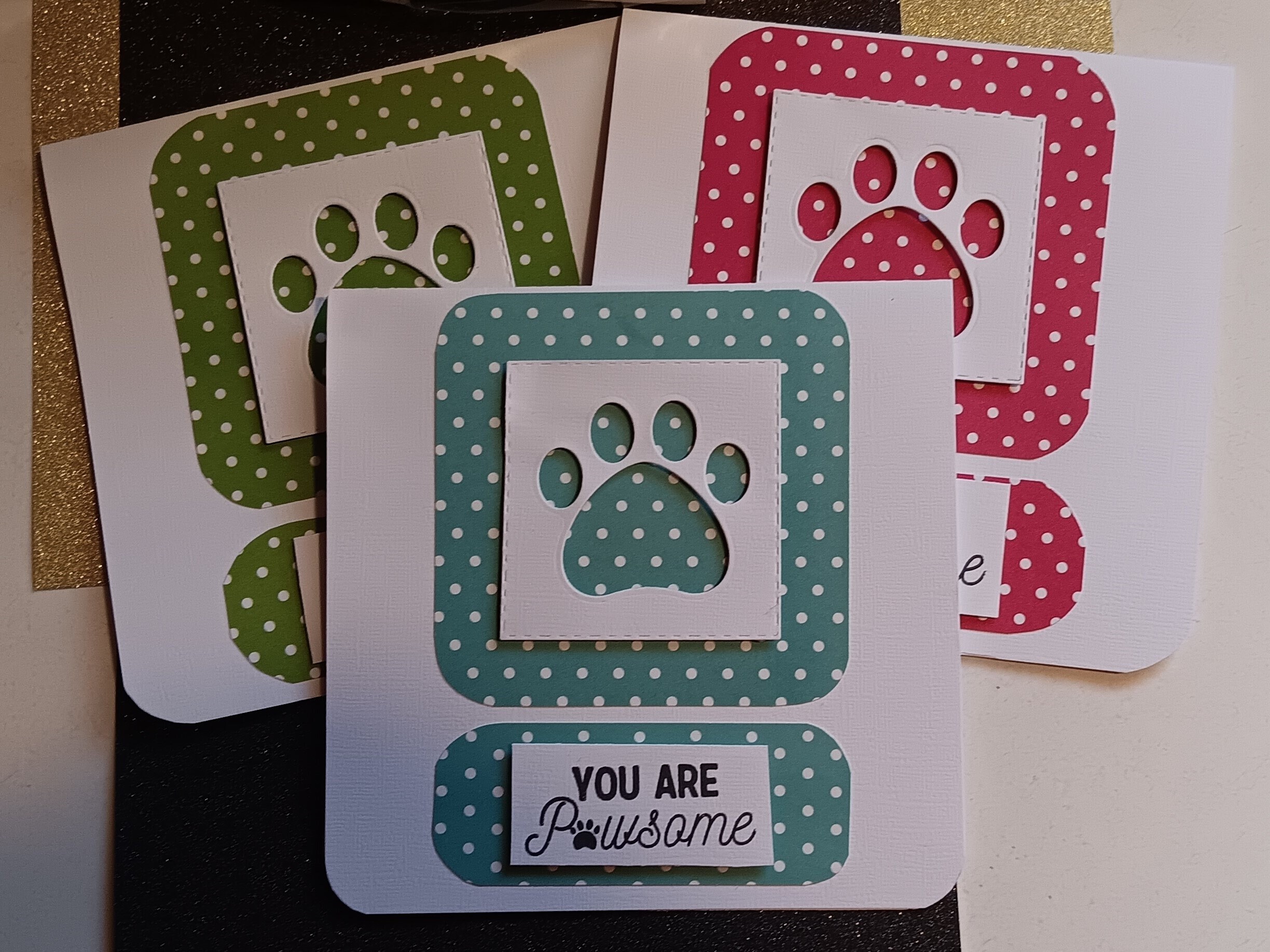 Paw Print Pink Polka Dot you're Pawsome Greeting Card - Etsy