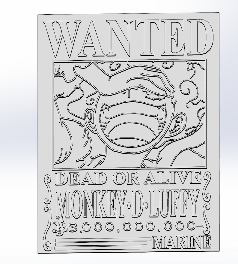 Monkey D. Luffy Gear 5 Wanted Poster .stl DIGITAL DOWNLOAD - Etsy