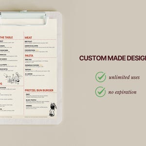 Editable Restaurant Two Page Menu Template, Yellow Red Customisable ...