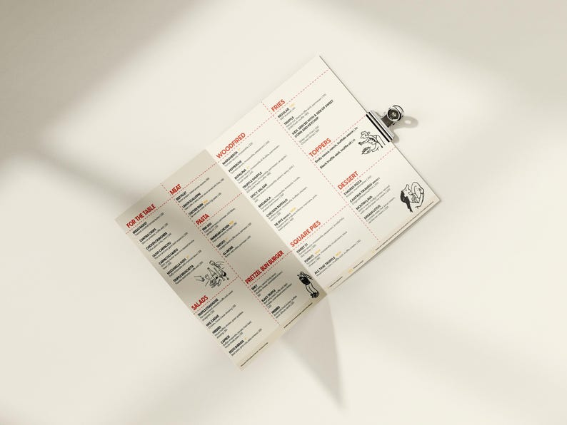 Editable Restaurant Two Page Menu Template, Yellow Red Customisable ...