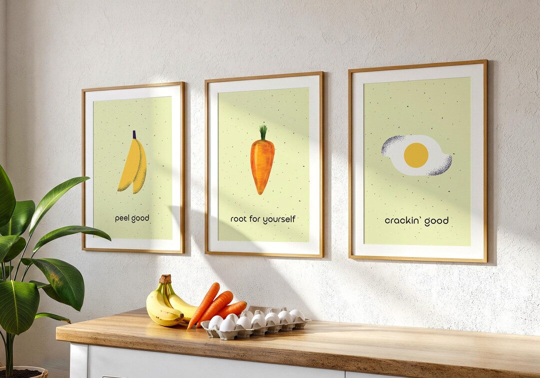Kitchen Wall Art Set Funny | Food Pun Posters | Affirmation Print ...