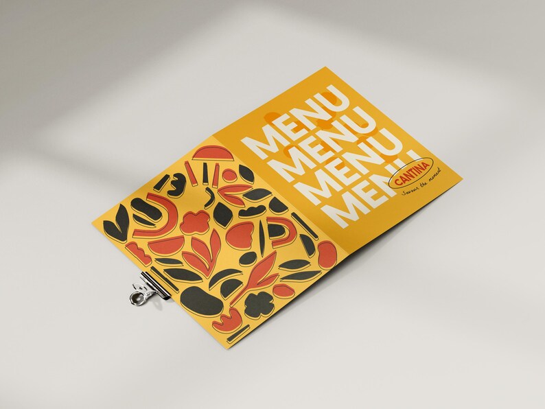 Editable Restaurant Two Page Menu Template, Yellow Red Customisable ...