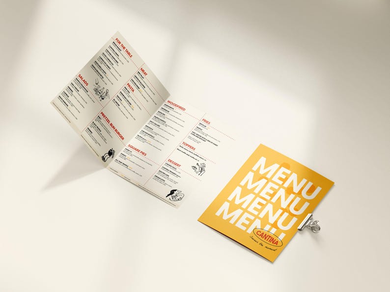 Editable Restaurant Two Page Menu Template, Yellow Red Customisable ...