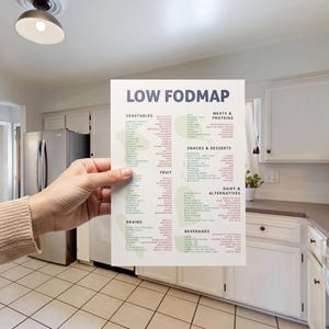 FODMAP Food Chart List Printable IBS Diet Gut Health Bloating Digestion ...