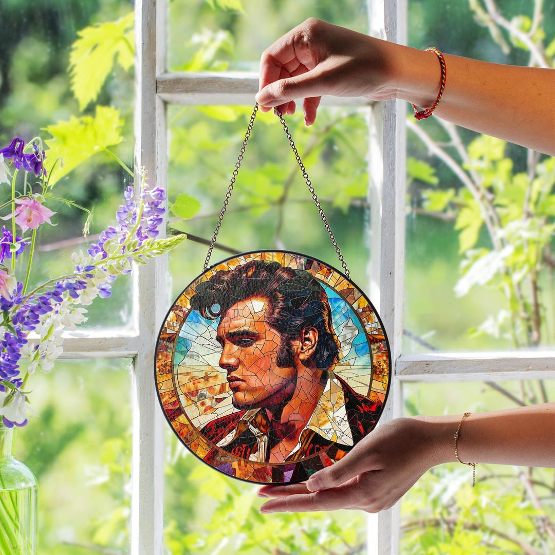 Elvis Presley Stained Glass Suncatcher, Legendary Rock Star Window ...