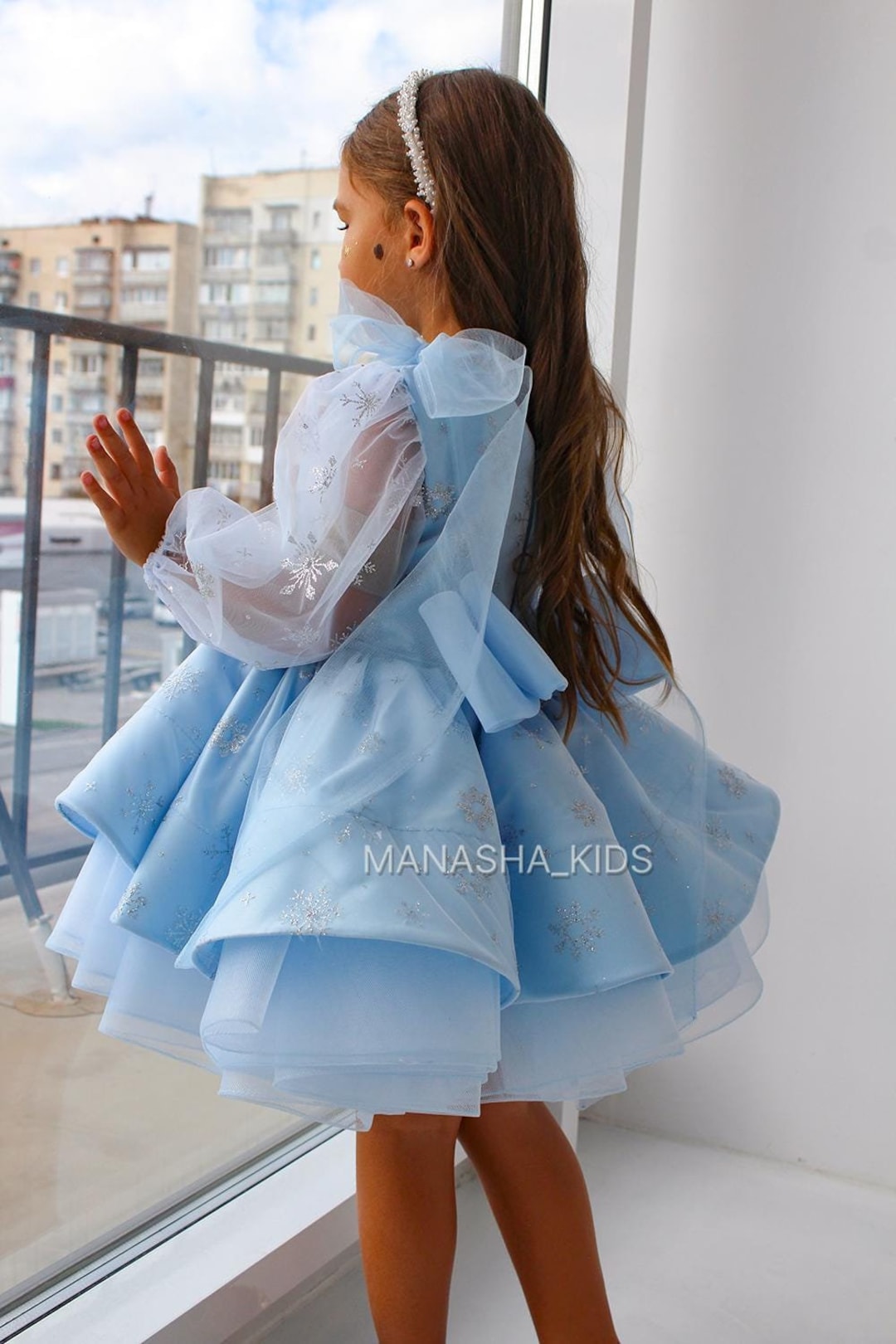 Snowflake Christmas Girl Dress, Winter Princess Outfit, Christmas ...