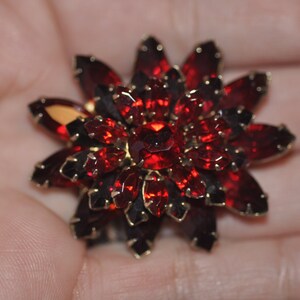Vintage Red Rhinestone Poinsettia Brooch - Etsy