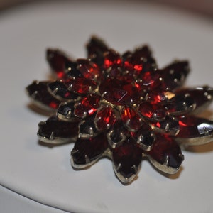 Vintage Red Rhinestone Poinsettia Brooch - Etsy