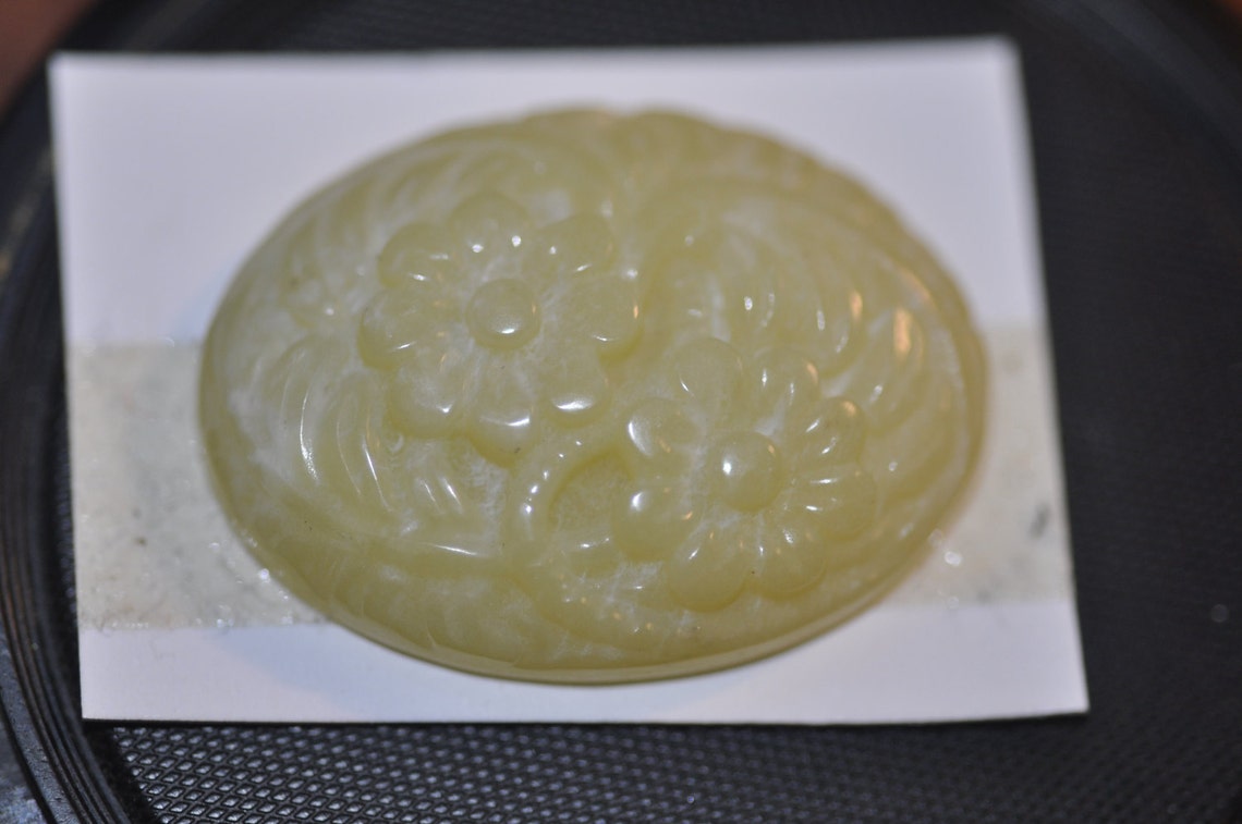 Carved Floral Oval Lemon Jasper Cabochon - Etsy