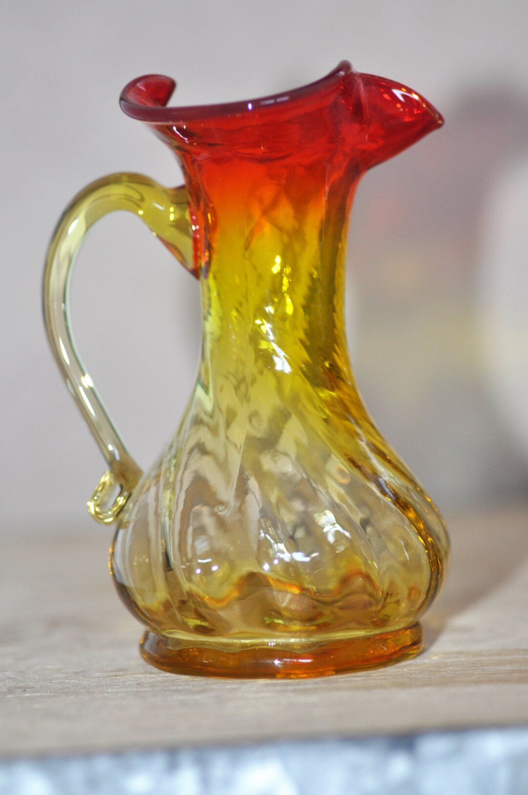 Amberina Small Blenko Pitcher - Etsy