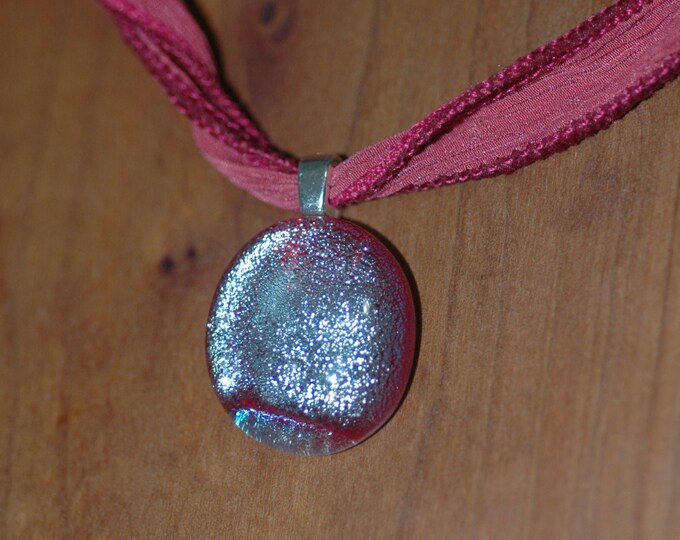 Sassy Bright Pink Sparkle Pendant on Silk Ribbon - Etsy