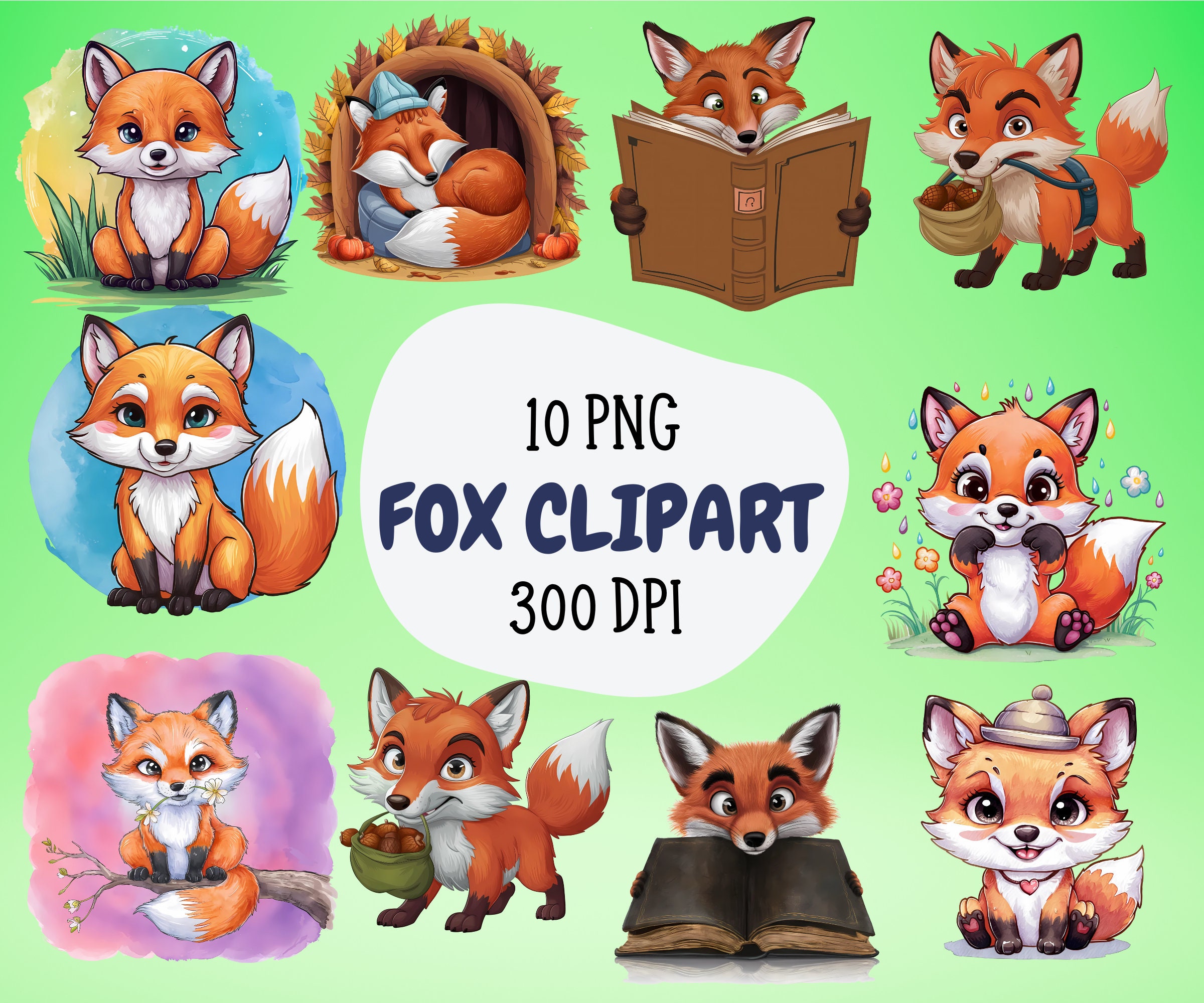 Fox Clipart Bundle, Commercial Fox Clipart , Clipart Fox, Fox ...