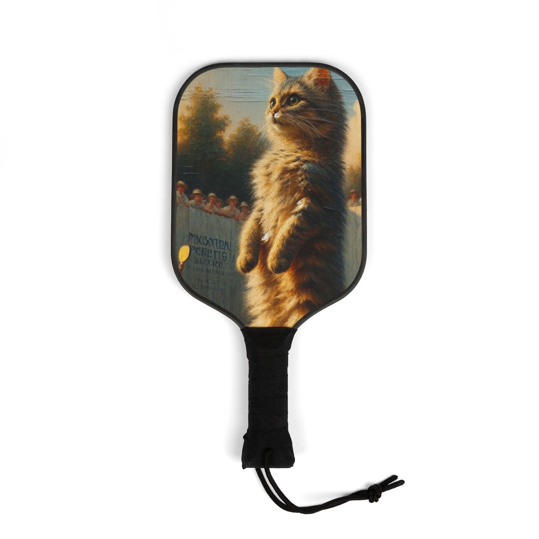Cat Watching Pickleball Game Artwork With Pickleball Kit - Unique Gift ...