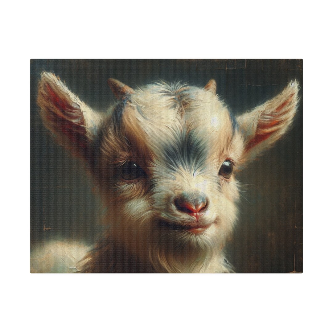 Sweet Baby Goat Portrait Rustic Home Decor on a Matte Canvas, Stretched ...