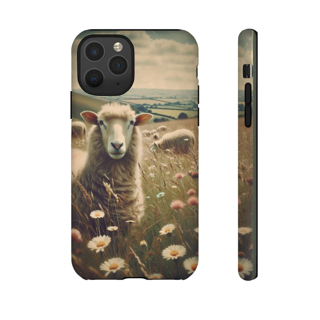 Sheep in a Field of Wildflowers on a Tough Phone Case for Apple Iphones ...