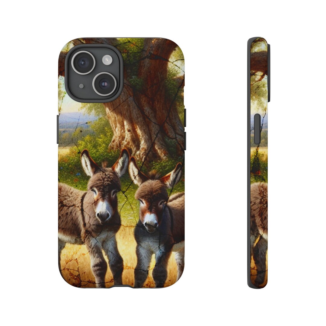 Rustic Baby Donkeys Under Tree on a Tough Phone Case for Apple Iphone ...