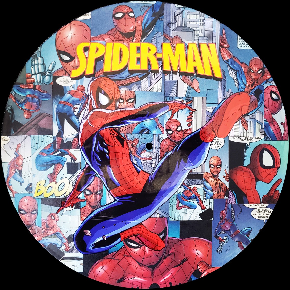 Spider-man Decoupaged Comic Collage on Vinyl Record | Etsy