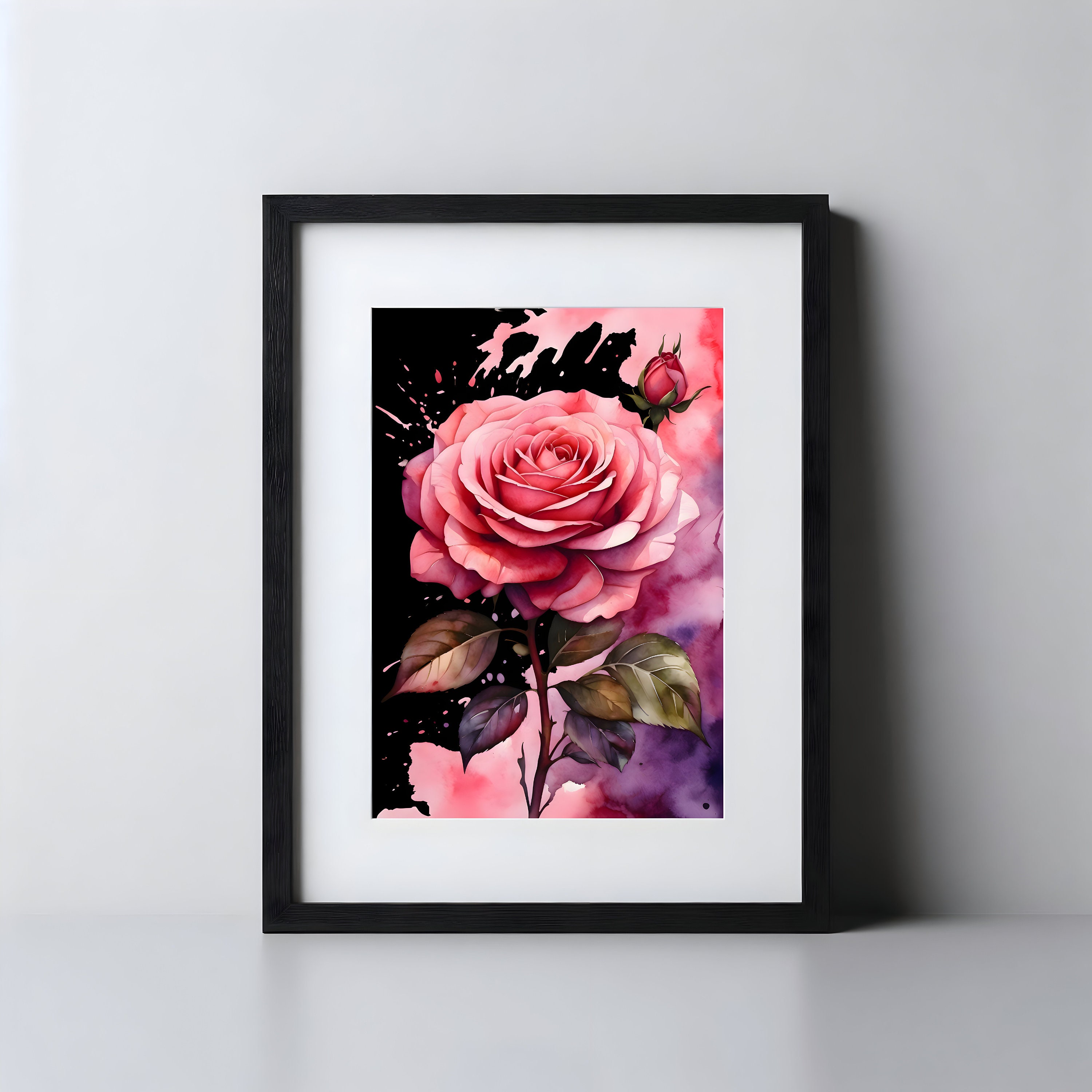 Rose Flower Wall Art, Printable Flower Art, Digital Download, Beautiful ...