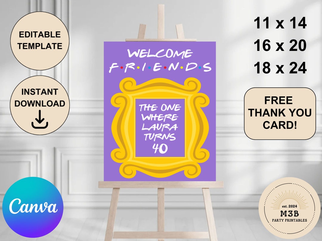 Friends Birthday Welcome Sign, Friends Theme Personalized Welcome ...