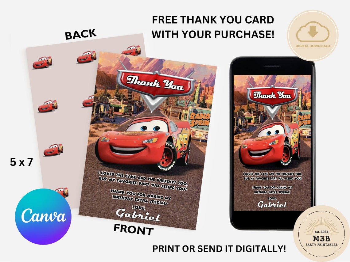 Cars Lightning Mcqueen Birthday Welcome Sign, Cars Custom Editable ...