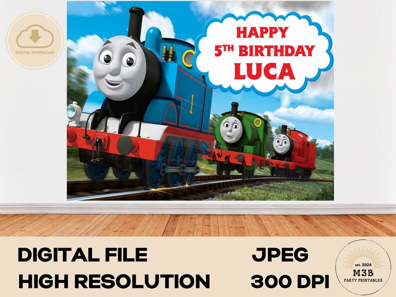 Thomas and Friends Birthday Backdrop Banner, Personalized Thomas the ...