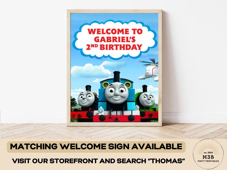 Thomas and Friends Birthday Backdrop Banner, Personalized Thomas the ...