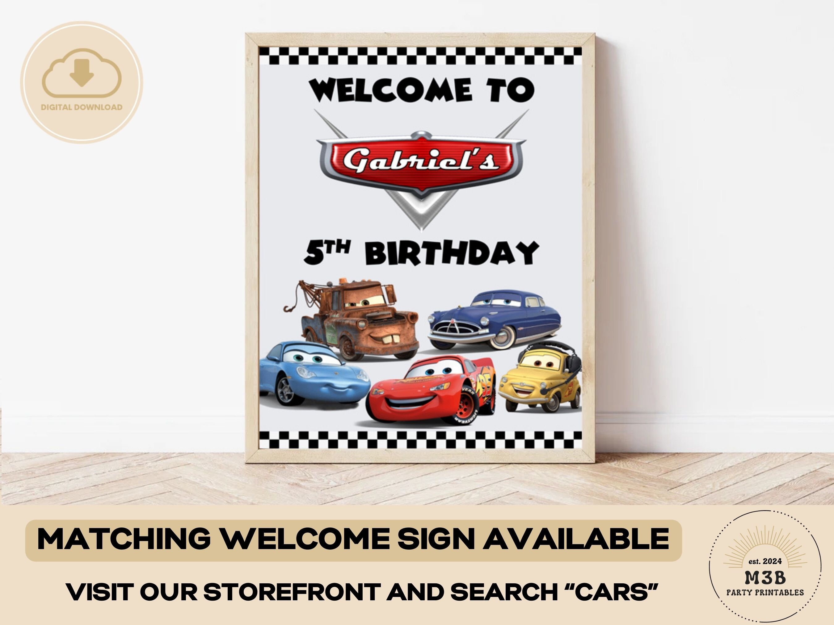 Cars Backdrop Banner, Personalized Cars Party Backdrop, Cars Lightning ...