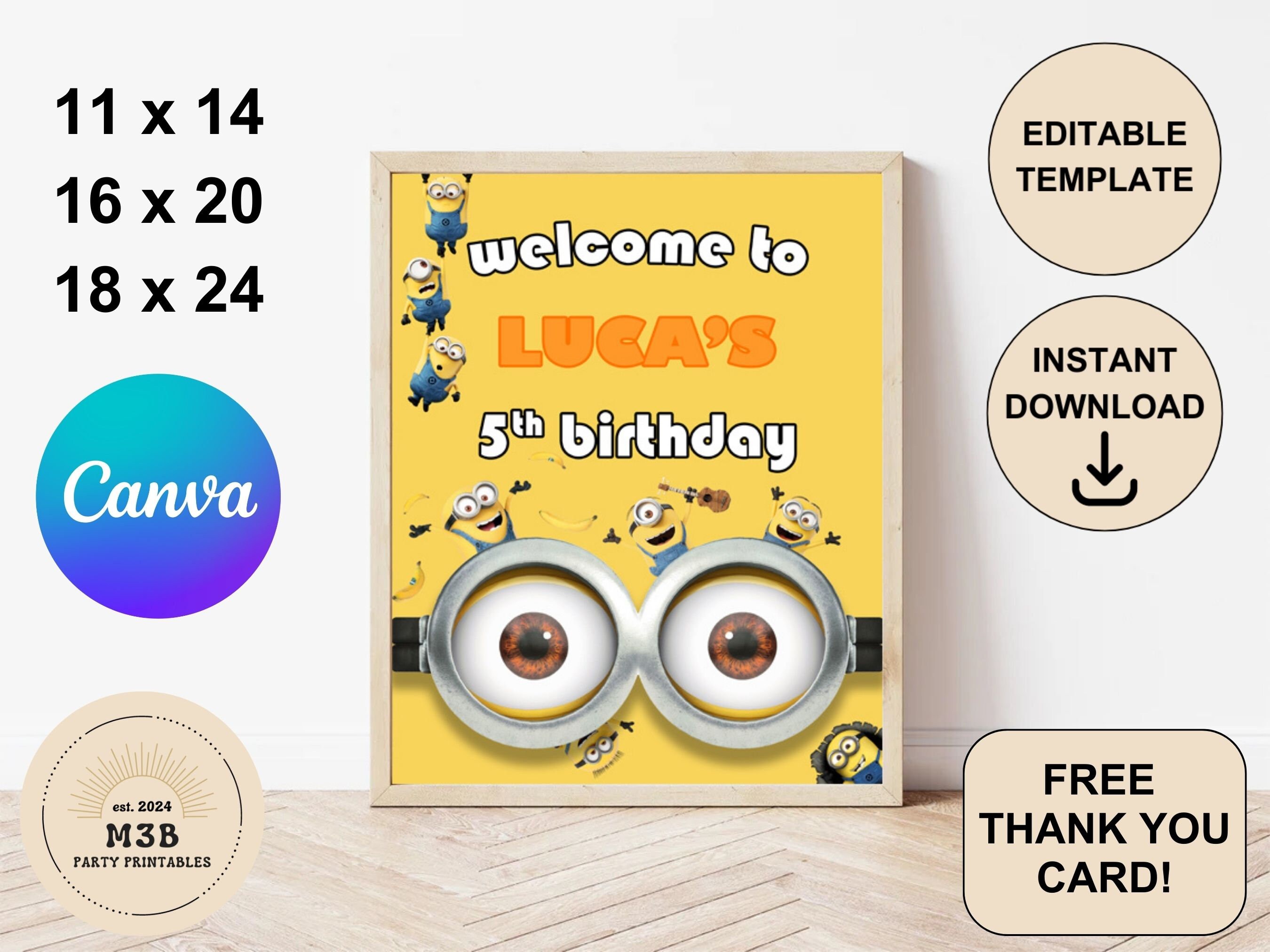 Minions Birthday Welcome Sign, Minion Personalized Welcome Sign ...