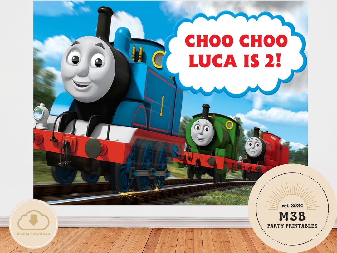 Thomas and Friends Birthday Backdrop Banner, Personalized Thomas the ...