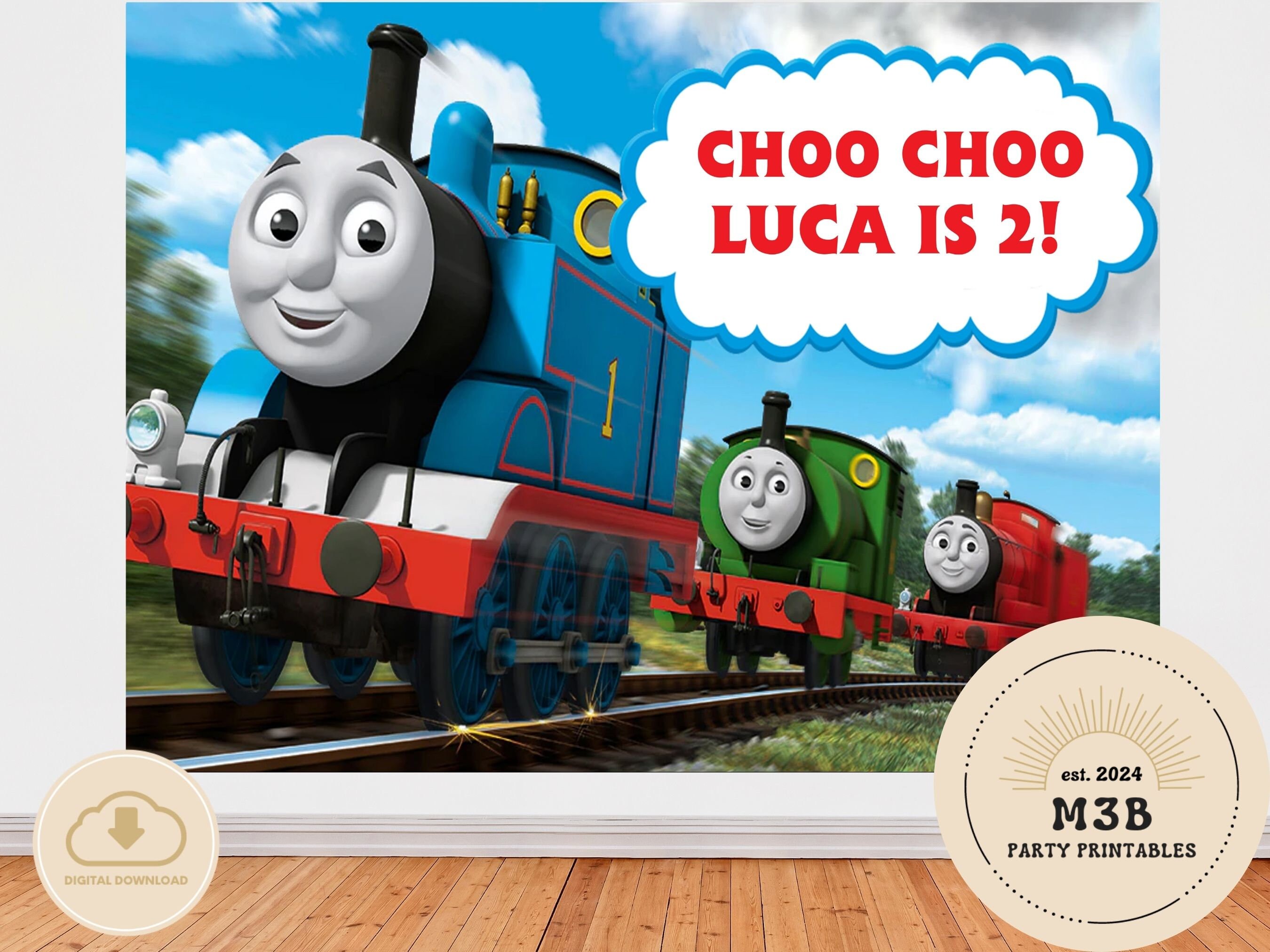 Thomas and Friends Birthday Backdrop Banner, Personalized Thomas the ...