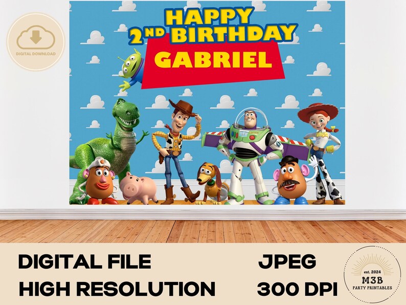 Toy Story Birthday Backdrop Banner, Personalized Toy Story Party ...