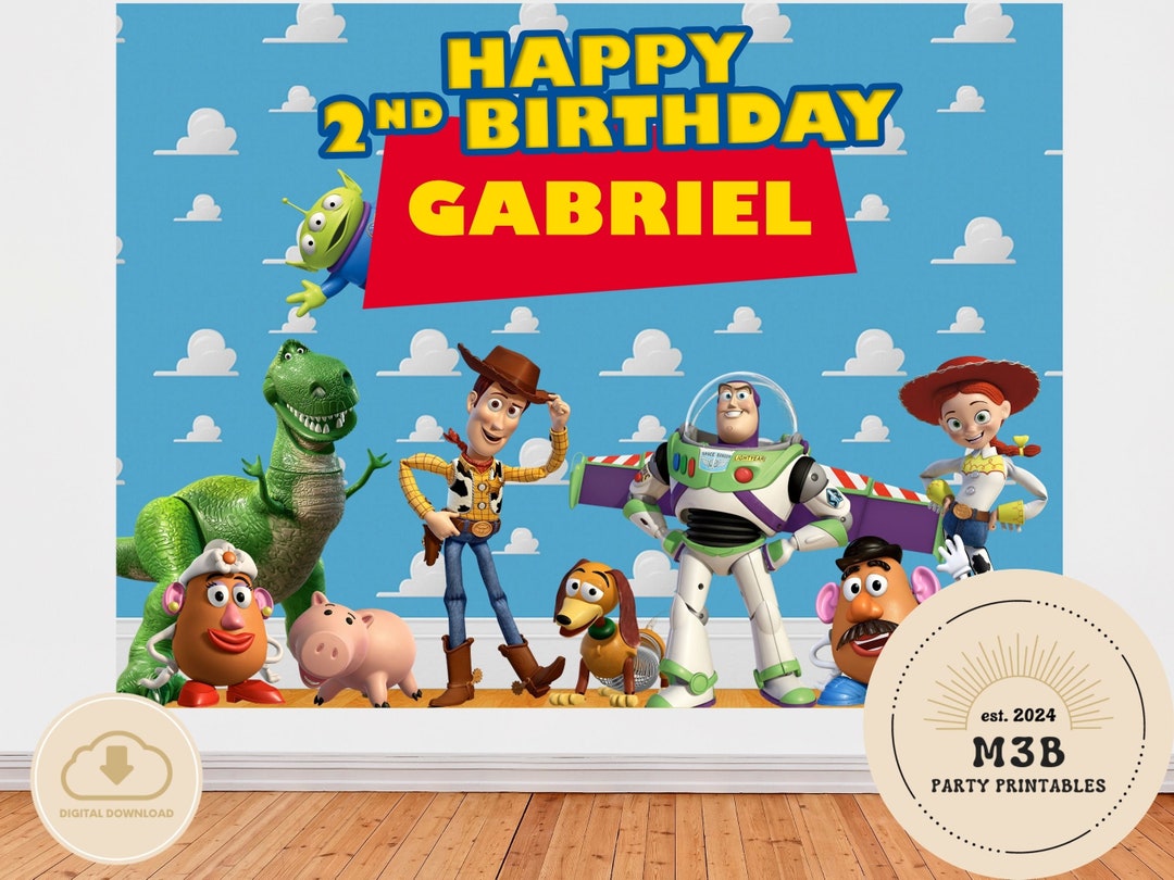 Toy Story Birthday Backdrop Banner, Personalized Toy Story Party ...