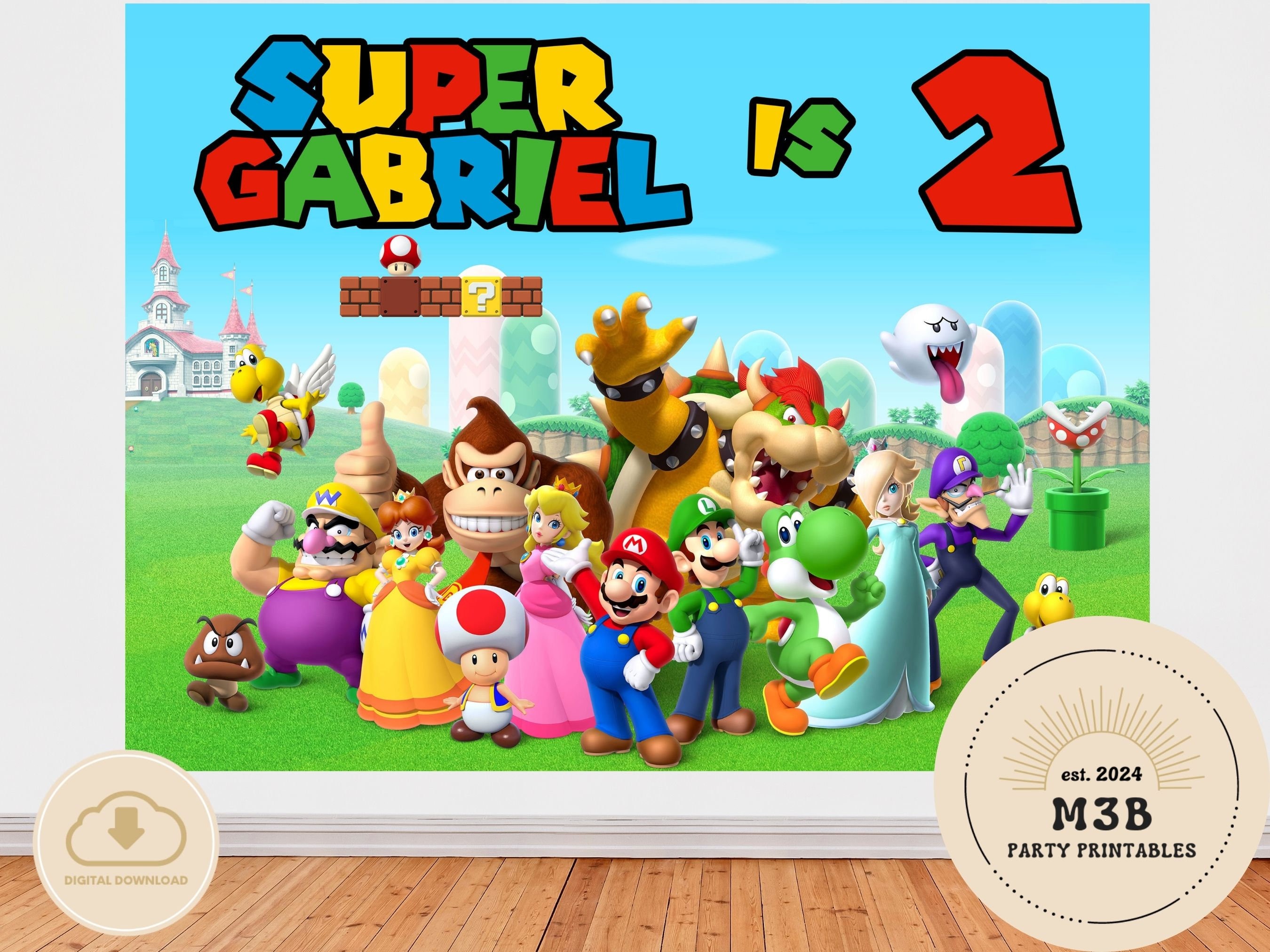 Super Mario Birthday Backdrop Banner, Personalized Mario Party Backdrop ...