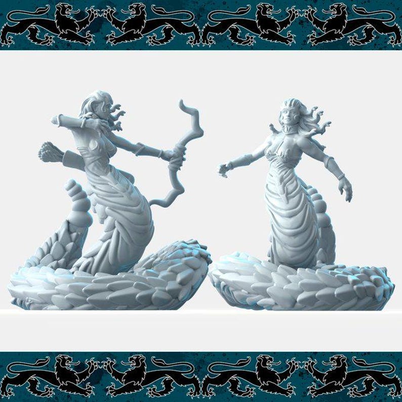 Medusa(hair Snakes), Resin Miniatures 11:56 (28mm / 32mm) Scale - Etsy