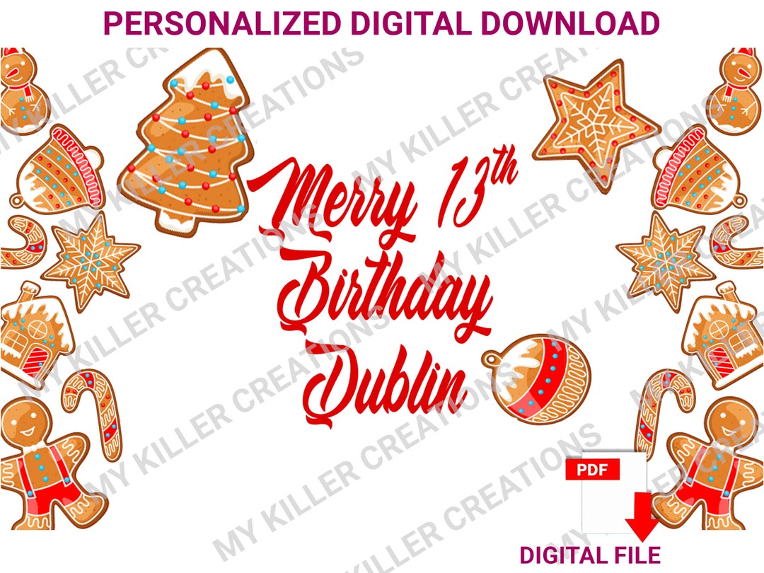 Christmas Birthday Cake Topper Custom Personalized Digital Print ...